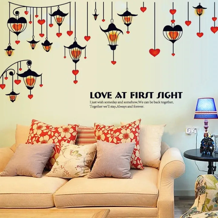 ACIL WALL STICKER LAMPU GANTUNG LAMPION HATI LOVE FIRST SIGHT SK9147 ...