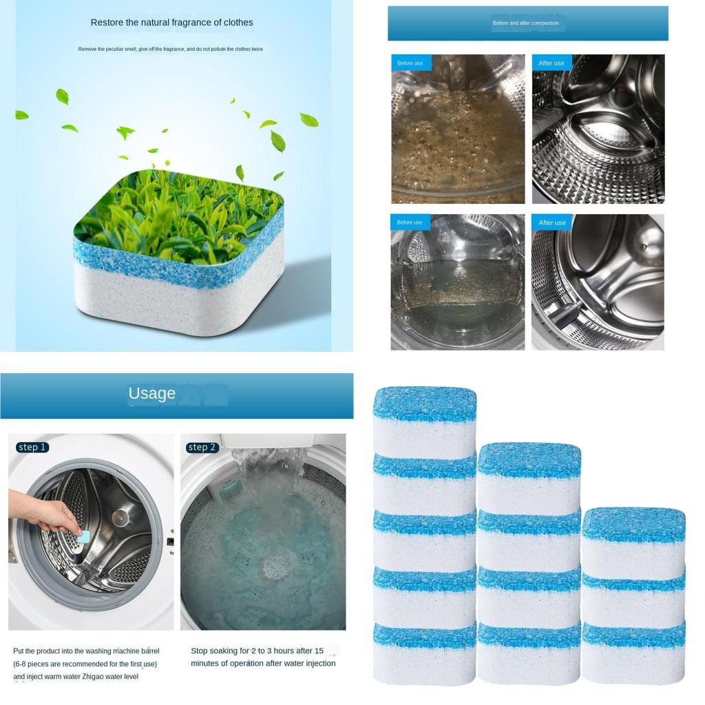 Tab Washing Machine Cleaner – Effervescent Detergent Tablets, Deep Cle ...