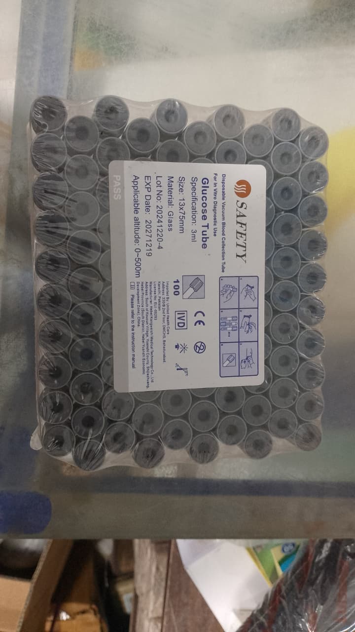 Safety Grey Blood Collection Tube – Glucose Test Tube 3ML, Secure Samp ...