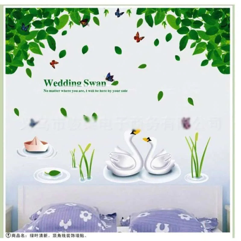 METH AY880 WEDDING SWAN ANGSA 60X90 WALLSTICKER WALLSTIKER STIKER DIN ...